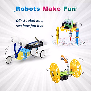 Giggleway Electric Motor Robotic Science Kits, DIY STEM Toys for Kids, Building Science Experiment Kits for Boys and Girls-Doodling, Balance Car, Reptile Robot (3 Kits)