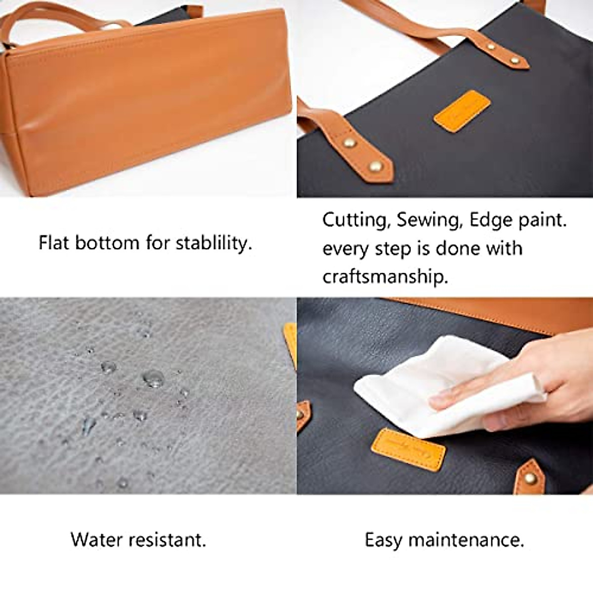 Dom Teporna Genuine Leather Tote Bag for Women Designed in Japan - Black