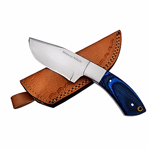 Uniqueya Fixed Blade Hunting Knife, Full Tang Carbon Steel Bushcraft Knife with Leather Sheath, Survival Compact Knife, Outdoor Knife for Camping Hiking