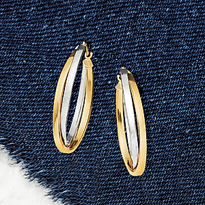 Ross-Simons 14kt 2-Tone Gold Double-Oval Hoop Earrings