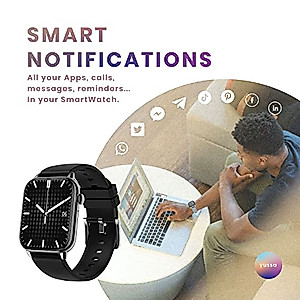 yussa Blood Pressure Smartwatch | Android Smartwatch &iPhone Compatible | Answer/Make Calls | Speaker | 2Straps | 1.86'' Full Screen | Fitness &Health Tracking | +20 Sports | Man and Woman (Dark)