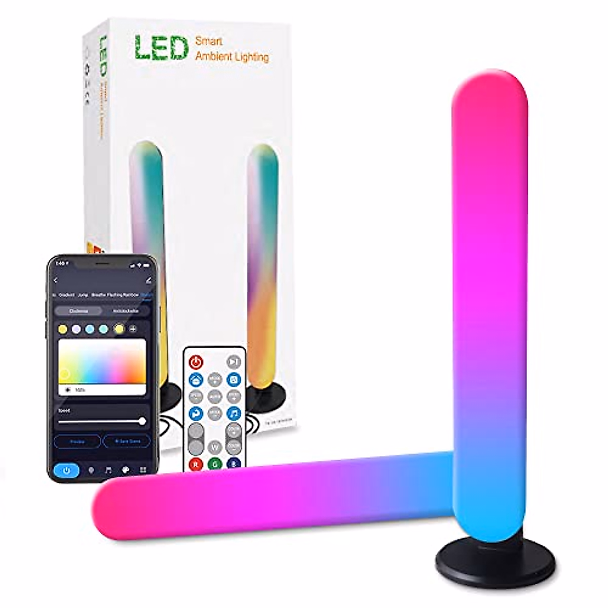 Smart LED Light Bars 2 PCS, Light Bar Dimmable Color Changing with Music Sync, Ambient Lighting Compatible with Alexa and Google Assistant, Gaming Lights with WiFi APP