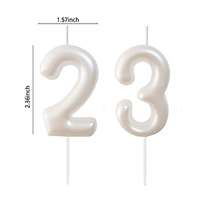 2.36" 23th 32nd Number Candles Birthday Gifts for Women Men Birthday Decorations Birthday Candles Numbers Happy Birthday Candles for Cake 2 Candle for Women for Men (White)