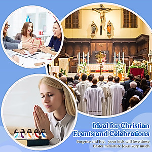 Bememo 12 Pcs Mini Jesus Figures Easter Original Little Jesus Figures Rubber Pocket Toys to Hide and Seek Religious Party Favors Sunday School Baptism Gifts(Rainbow Colors)