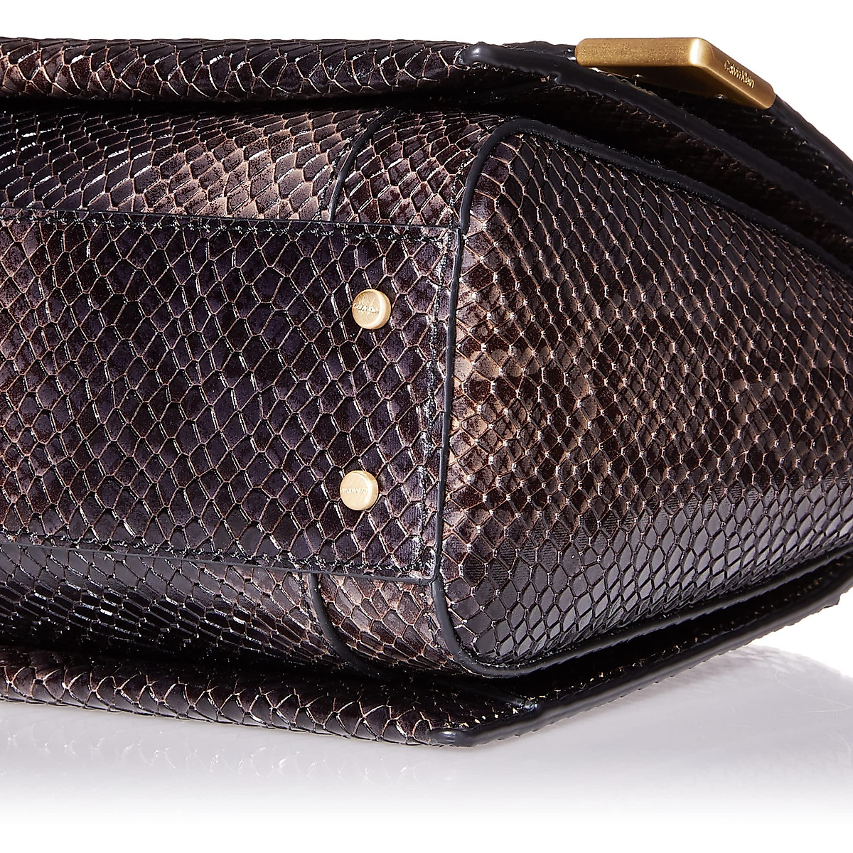 Calvin Klein Fern Top Handle Crossbody, Black Python