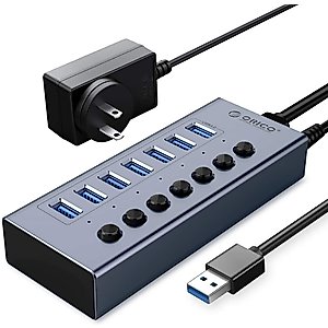 ORICO 13 Port BC1.2 USB 3.0 Hub + Quick Charge with Individual Switches 13 Port USB Data Hub self Power 12V/5A (60W) Black