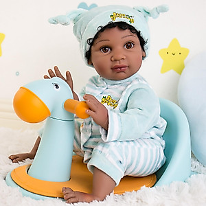 Aori Reborn Baby Dolls Black Americans Lifelike Reborn Baby Boy Look and Feel Real 22 Inch Biracial Newborn Doll with Giraffe Gift Set