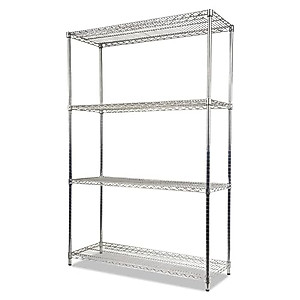 Alera ALESW504818SR NSF Certified Industrial 4-Shelf 48 in. x 18 in. x 72 in. Wire Shelving Kit - Silver