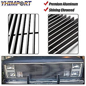 Chrome Grille Grill Insert fits 1981 82 83 84 85 86 1987 Chevy GMC Pickup Suburban Blazer Jimmy Phantom Billet Front Grill Polished (Chrome not cover light)