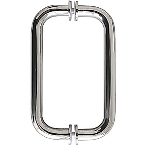 CKB 8" Back to Back Pull Shower Door Handle Compatible with 1/4" to 1/2" Thickness Glass Door for Frameless Shower Doors, Polished Steel with 304 Stainless Steel…