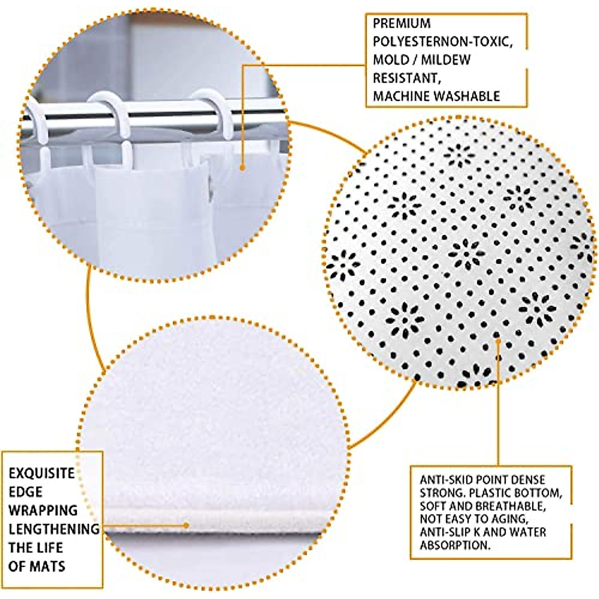 4 Piece Anime Shower Curtain Sets with Non-Slip Rugs, Toilet Lid Cover, Bath Mat and 12 Hooks, Bathroom Decor Set Accessories Waterproof Shower Curtains