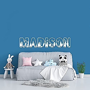 Forest Bear Custom Name Vinyl Wall Decal Sticker Art for Boys and Girls, Mountain Trees Woodland Theme Bedroom and Nursery Room Decor for Kids