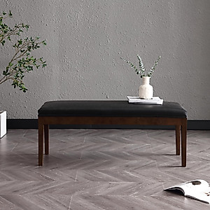 chairus PU Leather Upholstered Entryway Bench Dining Table Benches Farmhouse Shoe Bench Seat for Hallway Bedroom End of Bed Vintage 45.5" Wooden Leg Benches for Kitchen Restaurant Window, Black