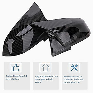 Door Rearview Mirror Cover Cap Carbon Fiber Replacement for BMW F20 F22 F30 F31 F32 F33 F36 F87 M2 X1 E84 328i 330i 335i 428i 435i (2PCS)