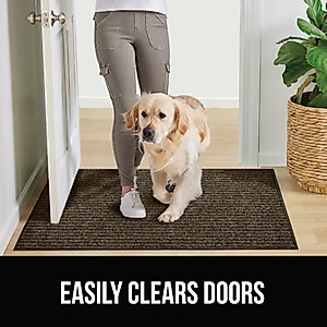 Gorilla Grip Waterproof Heavy Duty Traffic Guard Doormat, 2 Pack, Stain and Fade Resistant, Durable Rubber, Low Profile Door Mat, Shoe Scraper, Welcome Mats, 35x23, Brown