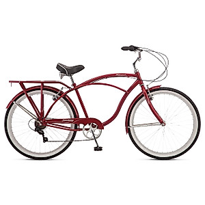 Schwinn Sanctuary 7 Comfort Beach Cruiser Bike for Adult Women Men, 7-Speed Drivetrain in Retro-Styled 18-Inch Steel Step-Over Frame, 26-Inch Wheels, with Front & Rear Fenders, Rear Cargo Rack