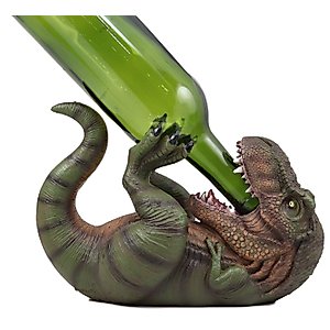 Ebros Dino Wino Prehistoric Dinosaur Thirsty T-Rex Wine Bottle Holder 9.25" Long Caddy Figurine Jurassic Era Trex Statue Kitchen and Dining Decor Party Hosting Prop Tyrannosaurus Rex Dinosaurs
