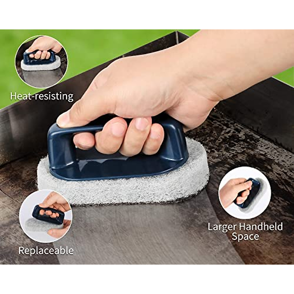 Griddle Cleaning Kit for Blackstone, Flat Top Grill Scrubber, Scouring Pads Brush with Handle, Griddle Grill Cleaning Accessories Tools