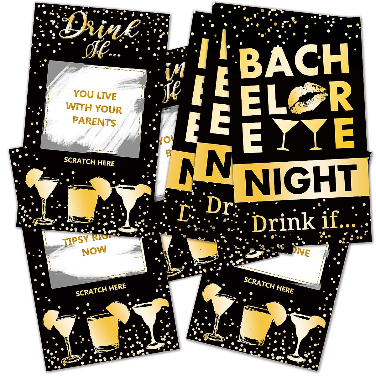 Bachelorette Party Drinking Games - Drink If Games Scratch off Cards - Perfect for Girls Night Out Activity,Bridal Showers,Bridal Parties,Wedding Showers,Engagement and Birthday Party - 40 sheets