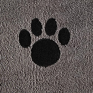 Bone Dry Pet Grooming Towel Collection Absorbent Microfiber X-Large, 41x23.5", Embroidered Gray