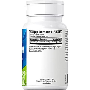Rite Aid Selenium Tablets 200 mcg, 100 Count, Natural Mineral and Antioxidant, Essential Support for The Body