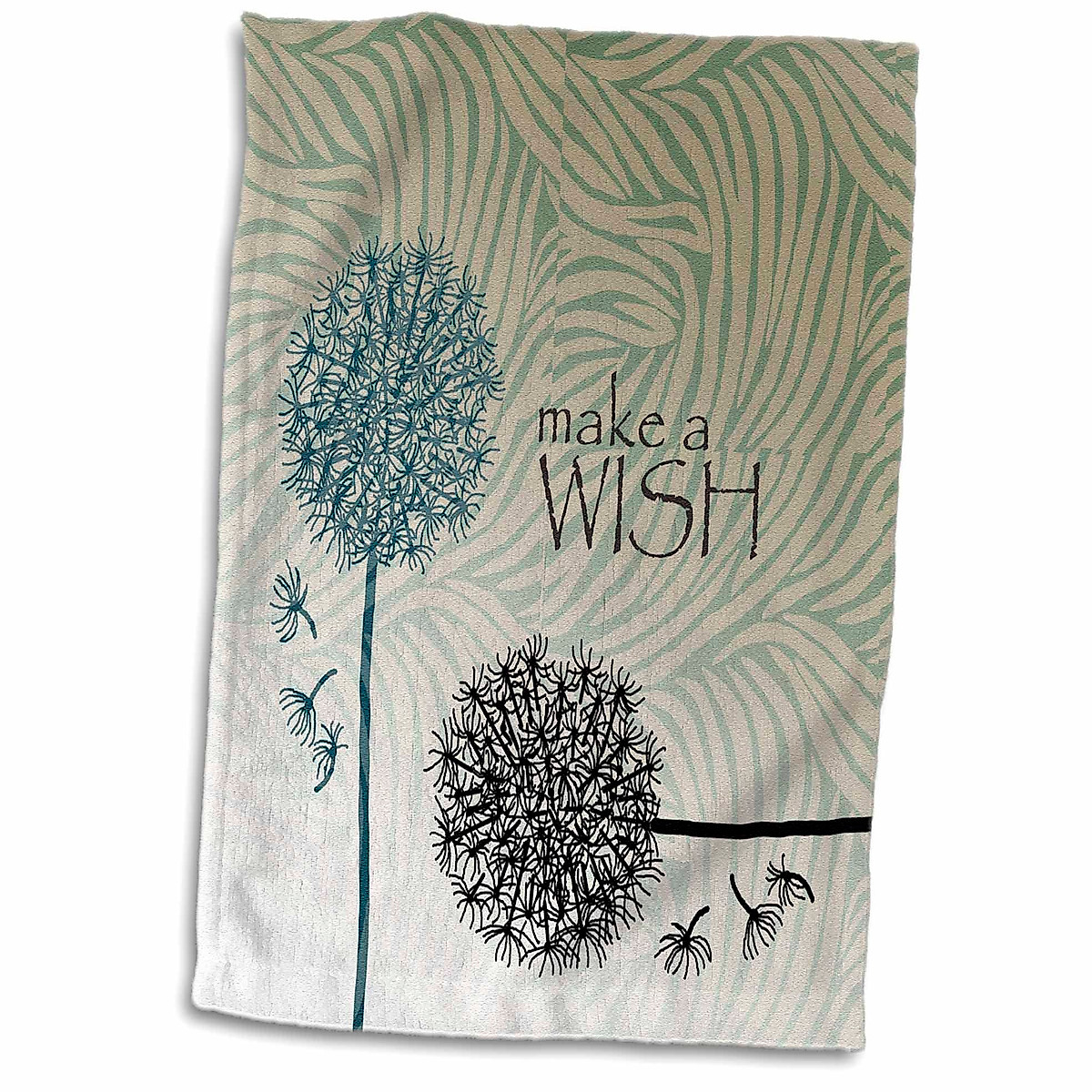 3D Rose Inspired Teal Make A Wish Dandelion Flowers TWL_63555_1 Towel, 15" x 22"