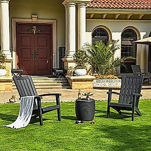 YITAHOME Adirondack Chair for Outdoor Patio, Weatherproof Maintenance-Free Patio Chair, Easy Assembly, Screw Hidden Outdoor Chairs for Patio, Fire Pit, Deck, Yard, Pool, Campfire - 1 Pack, Black