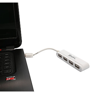 Connectland Utlra Slim USB 2.0 High-Speed 4 Port HUB with On Off Switch for Desktop and Laptops Windows Mac Linux CL-U2MNHUB-4W