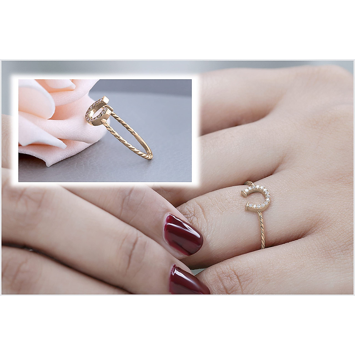 Dazzlingrock Collection 0.07 Carat (ctw) Round White Diamond Horse Shoe Twisted Rope Shank Ring for Her in 10K Rose Gold Size 7