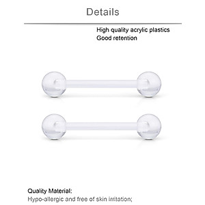 SCERRING 14G Tongue Rings Acrylic Tongue Piercing Jewelry Flexible Straight Tongue Nipple Rings Barbells Piercing Bars 16mm 5/8" Glow in The Dark For Women Men 48PCS