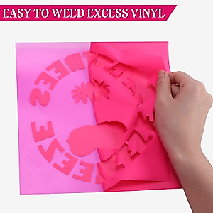 HTVRONT HTV Vinyl Pink Heat Transfer Vinyl Roll - 12in x10ft PU Vinyl HTV Iron on Vinyl Easy to Cut & Weed for Heat Vinyl Design (Hot Pink)