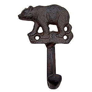 Metal Black Bear Wall Hooks Rustic Home Decor for Hanging Towels, Coats, Hats, Set of 3, 4 Inch