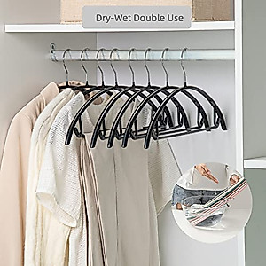 Nature-Smile 20 Pack Non Slip Suit Hanger,Coat Jacket Hangers,Sweater Hangers,PVC Coating Metal Hangers for Pants,Shawls,Belts,Bras - Dimple & Crease Free T Shirt Hangers,Black Color…
