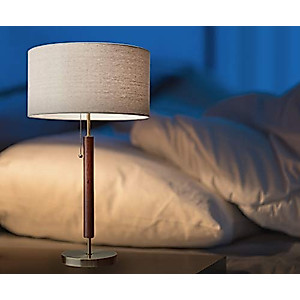 Adesso 3376-15 Hamilton Table Lamp, 26.25 in., 100W Incandescent/26W CFL, Walnut Eucalyptus Wood/Antique Brass, 1 Modern Lamp