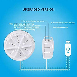 YDCW Portable Mini Tub Washing Machine,Foldable Personal Compact Ultrasonic Turbines Rotating Washer,USB Powered Convenient Laundry for Camping Apartments Dorms RV Business Travel(Blue),B(Upgrade)