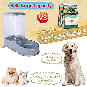 Makikuser Automatic Cat Feeders, 3.8L Cat Feeder Gravity Cat Food Dispenser with Clear Food Bottle and Easy-Grab Base for Dogs Cats Pets Animals (Gray)