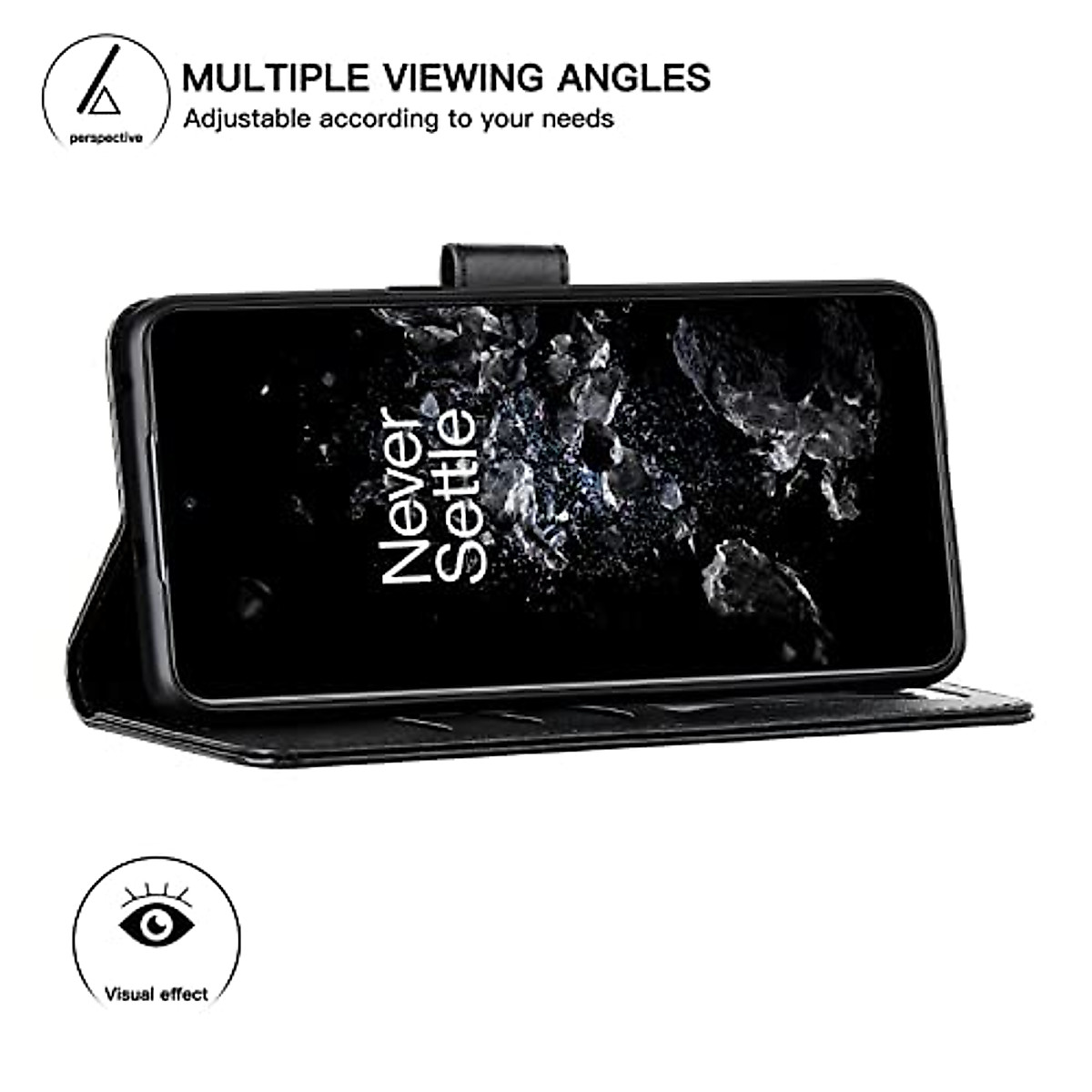 Feitenn for Oneplus 10T 5G Case,1+10T Flip Wallet Leather Cover with Kickstand,Multi-Function Magnetic Suction Strong Closure Protective Phone Case for Oneplus 10T 5G 2022 (Black)