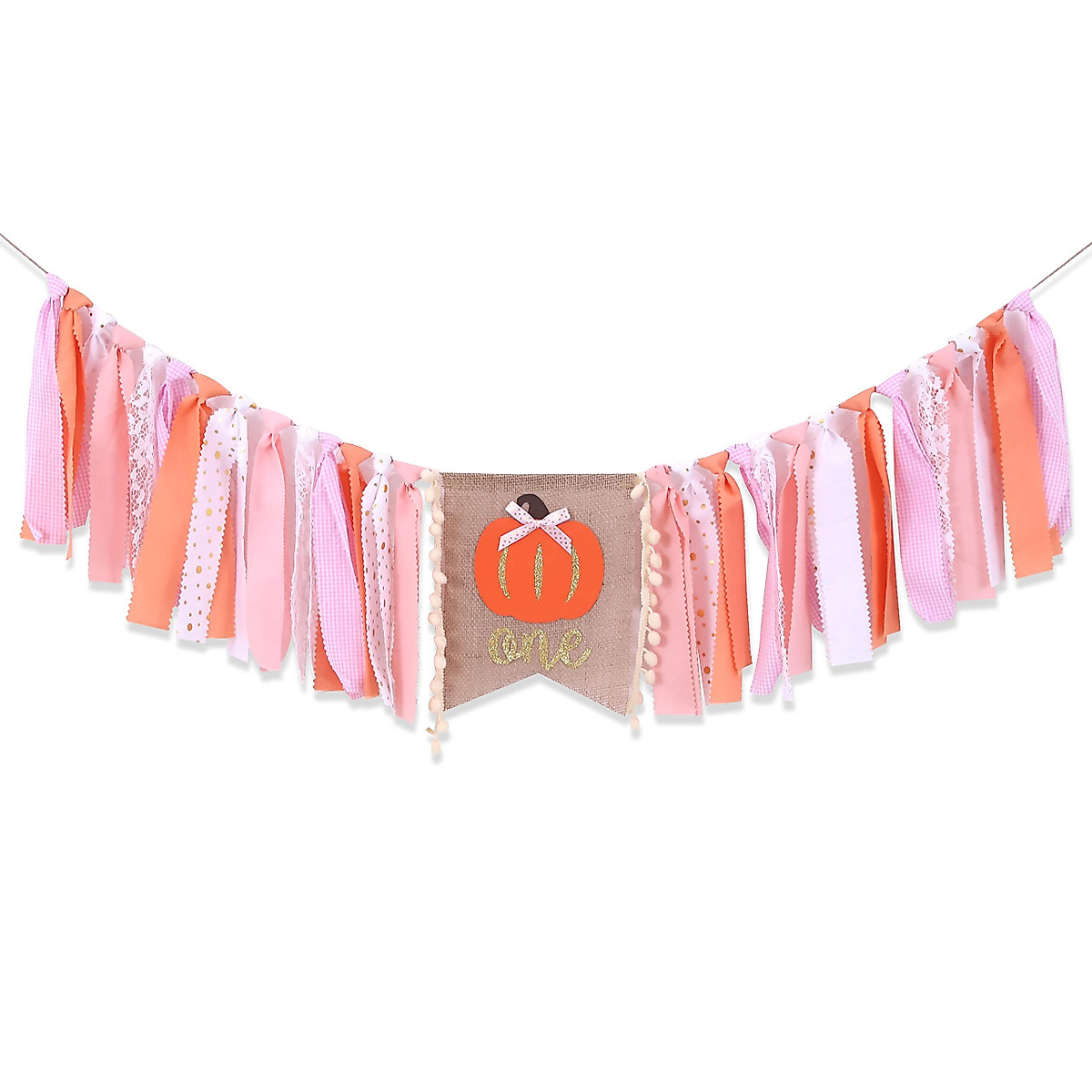 Pumpkin Highchair Banner for 1st Birthday - Little Pumpkin Banner, Pumpkin Birthday Party Decorations, Pink Orange First Birthday Banner, Baby Shower Decorations for Baby Girl