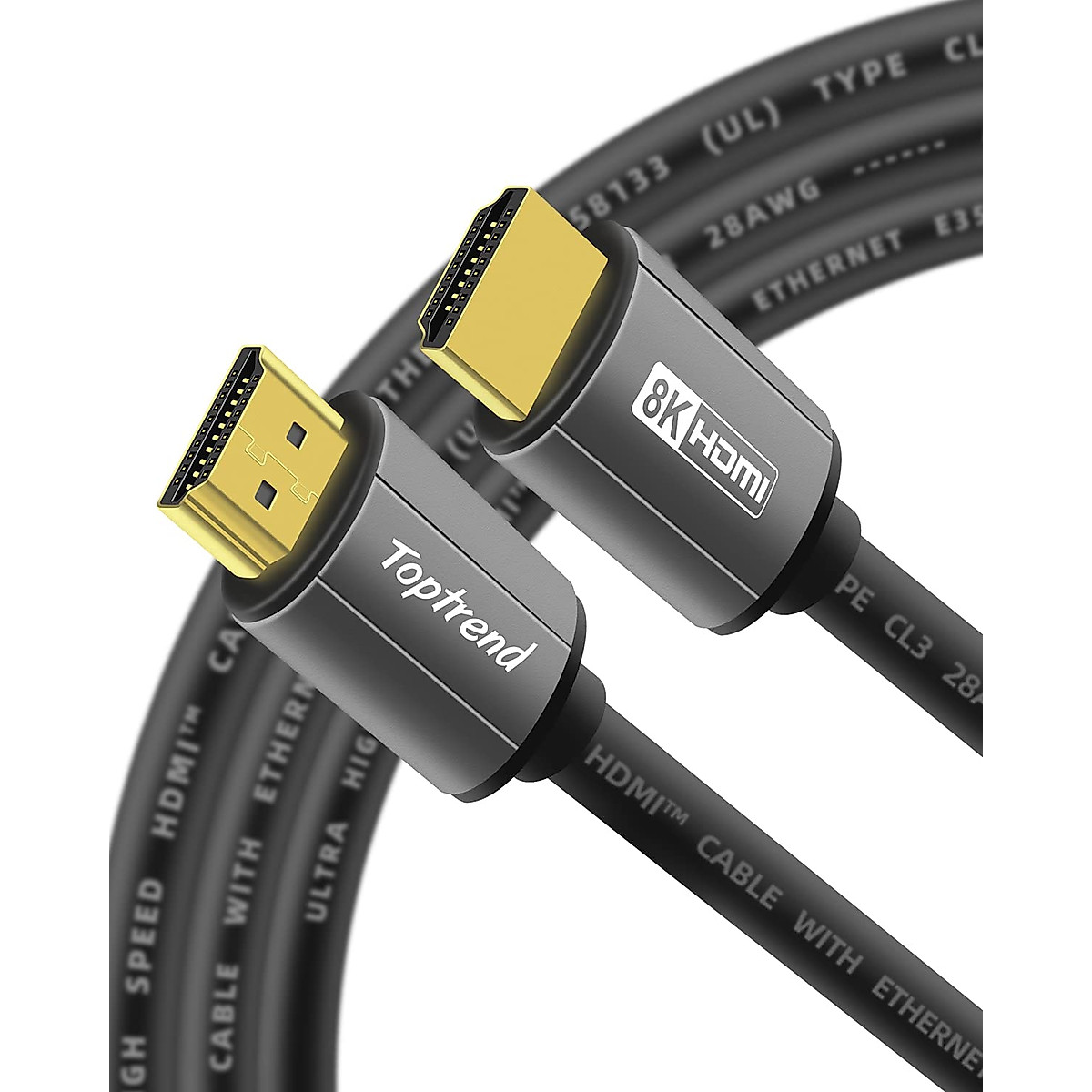 8K HDMI 2.1 Cables, High Speed HDMI Cords Support to 48Gbps 4K @120Hz 8K @60Hz DTS:X HDR10 HDCP 2.2 & 2.3 for Sony Samsung LG TCL HDTVs,Roku TVs,PS5,Blu-ray,RTX 3090 (8K 25FT HDMI Cables)
