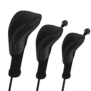Number-one Golf Club Cover Set for Driver, Fairway Woods, Hybrids (Blue, Nylon, 5.71x11.02 inches) with Interchangeable No. Tags and Long Neck Design