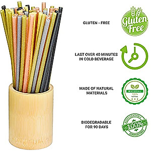 VinaStraws Biodegradable Cereal Straws, 150 pcs Multi Colorful Dringking Straw with Gift Canvas Bag, Eco Friendly Compostable, Alternative to Plastic Straws, Green