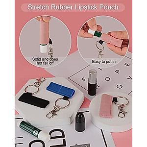 Meiiy Chapstick Holder Elastic Lip balm Holder Lipstick Sleeve Pouch Lip Gloss Holder With Hook 3 Pcs Stocking Stuffers Gift for Women (3pcs)