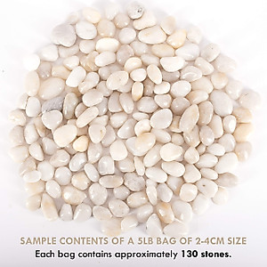 Galashield 5 lbs Approx. 130 White River Rocks Stones for Plants Pebbles for Indoor Plants | Aquarium Fish Tank Rocks | Polished Decorative Rocks for Vases (0.8-1.6 Inches)