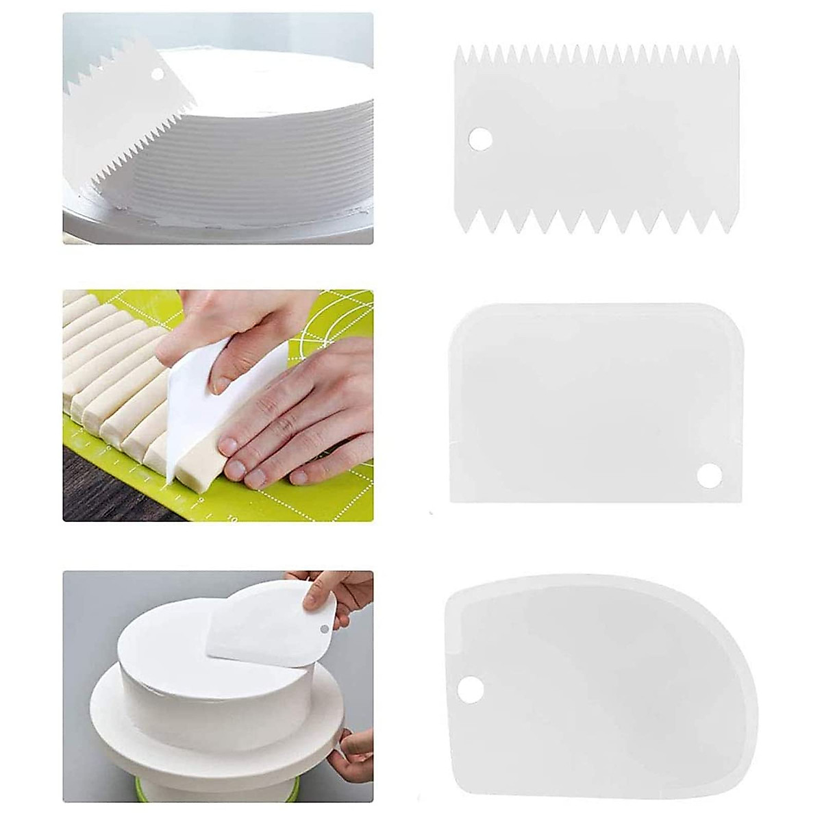 WOVTE 9 Pcs Cake Scraper Set Cake Edge Scraper Cutters with Adjustable Butter Smoother Cream Scraper Tool Cake Decorating Comb Icing Smoother for Cake Cream Baking Decorating