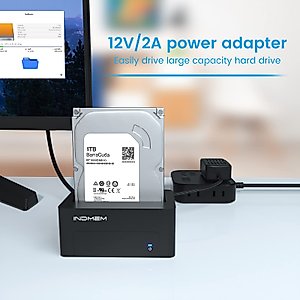 SAS to USB 3.0 Adapter, SAS/SATA Hard Drive Reader Enclosure Docking Station for 2.5/3.5 inch HDD SSD with 12V/2A Power Adapter