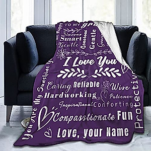 SIMIEEK Custom Blanket for Grandma Personalized to My Grandma from Grandkids Letter Throw Blanket for Couch Bed Sofa, Mothers Day Birthday Gifts