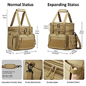 Gafetrey Large Tactical Lunch Box for Men, Insulated Lunch Bag Adult, Thermal Lunchbox Leakproof Waterproof Cooler Bag, Dual Compartment Lunch tote, Large Lunch Pail for Work Office Camping 24L