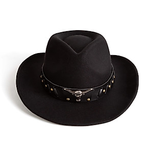 Zokunari Womens Western Cowboy Cowgirl Hats with Belt Buckle Black