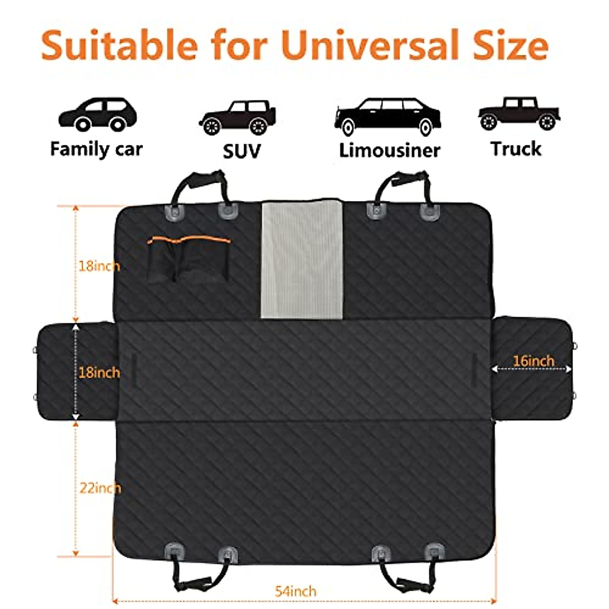 Mogijflxcam Dog Car Seat Cover for Back Seat - Waterproof Durable Dog Hammock for Car with Mesh Window - Scratchproof Nonslip Pet Seat Covers for Car Truck or SUV