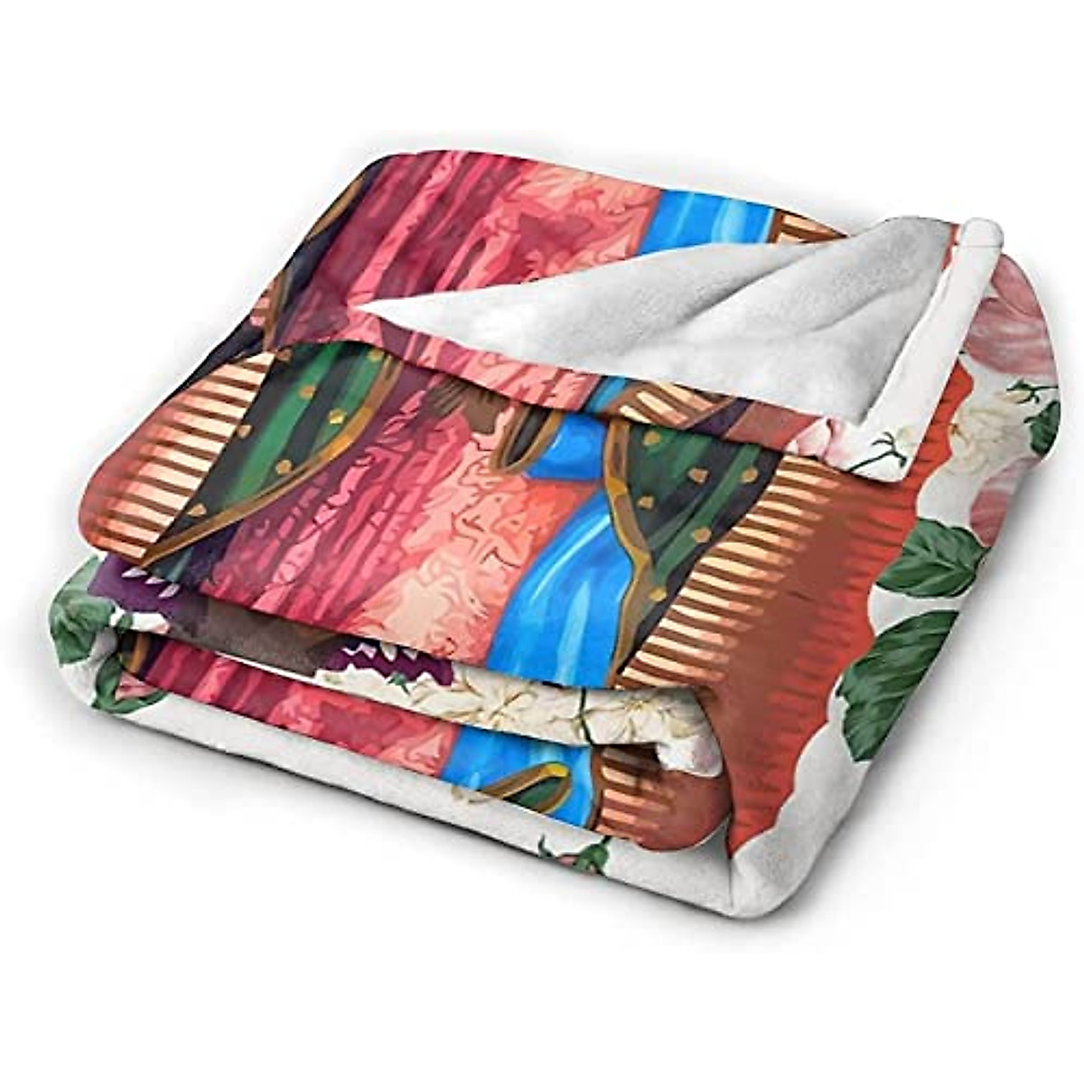 Virgin Mary Our Lady of Guadalupe Virgen De Guadalupe Blankets Flannel Fleece Blanket Soft Lightweight Plush Christmas Throw Blankets for Women Men Kid Warm Cozy 50"x40" Microfiber Blankets for Bed